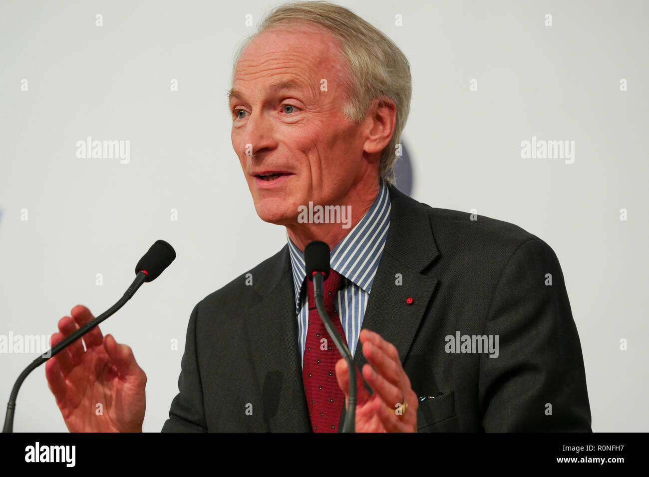 Jean-Dominique Senard, President of Michelin tyres company, talks at ...