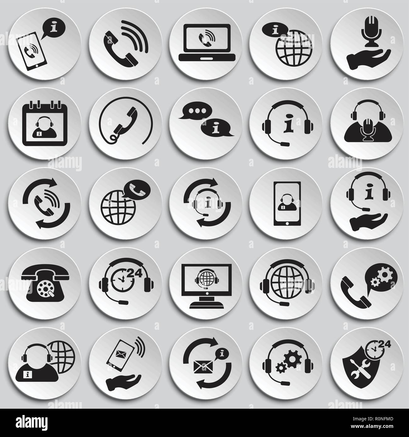 Call center help desk set on plates background icons Stock Vector Image ...