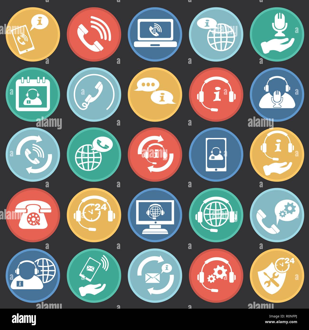 Call center help desk set on color circles background icon Stock Vector ...