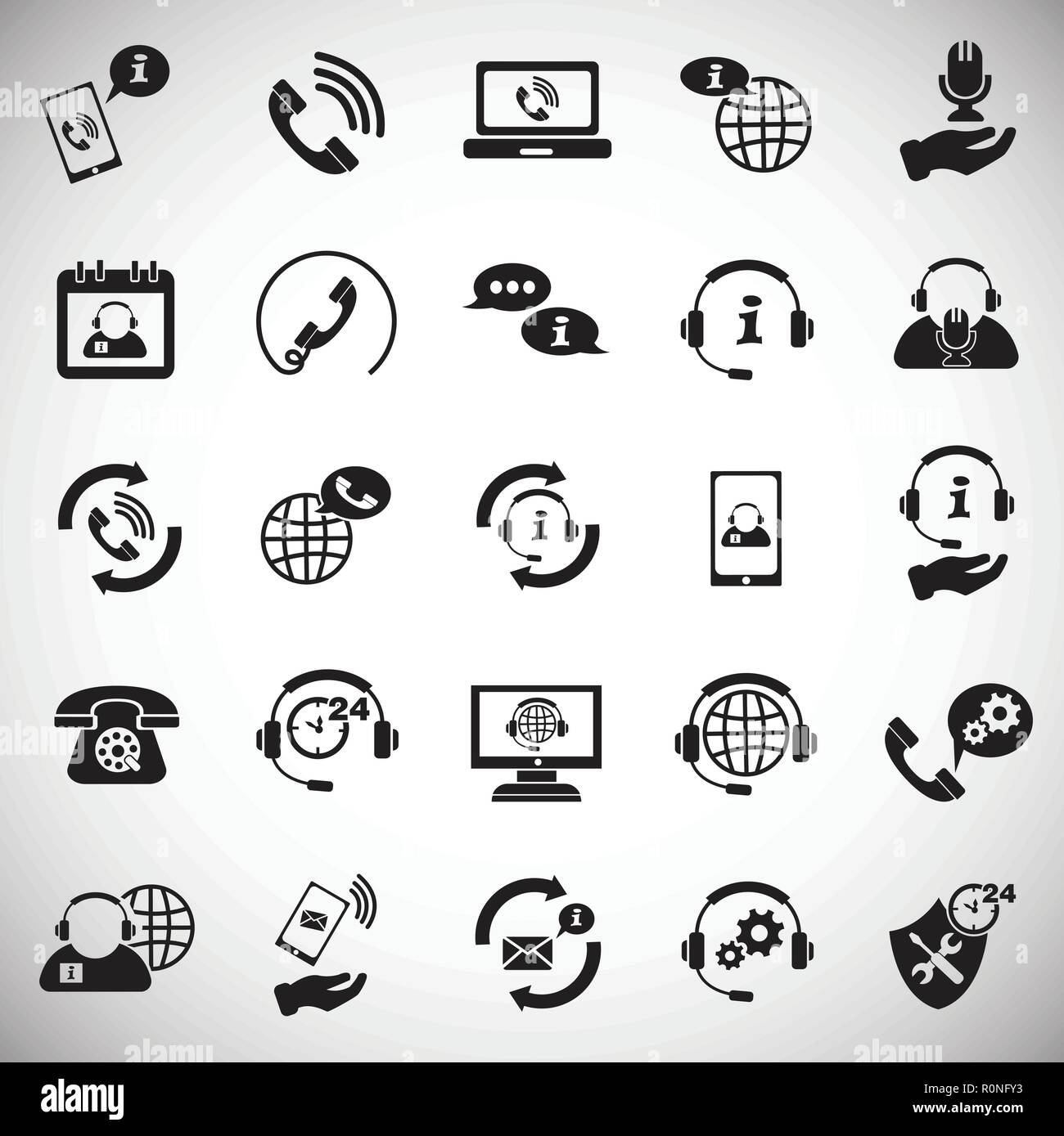 Call center help desk set on white background icons Stock Vector Image ...