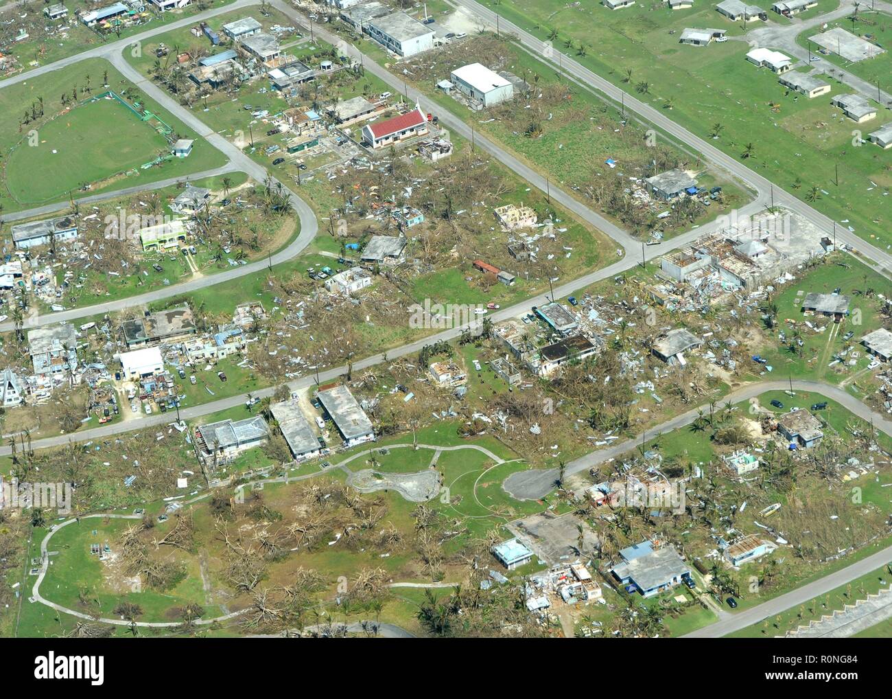 An aerial photo showing destruction and devastation from Super Typhoon ...