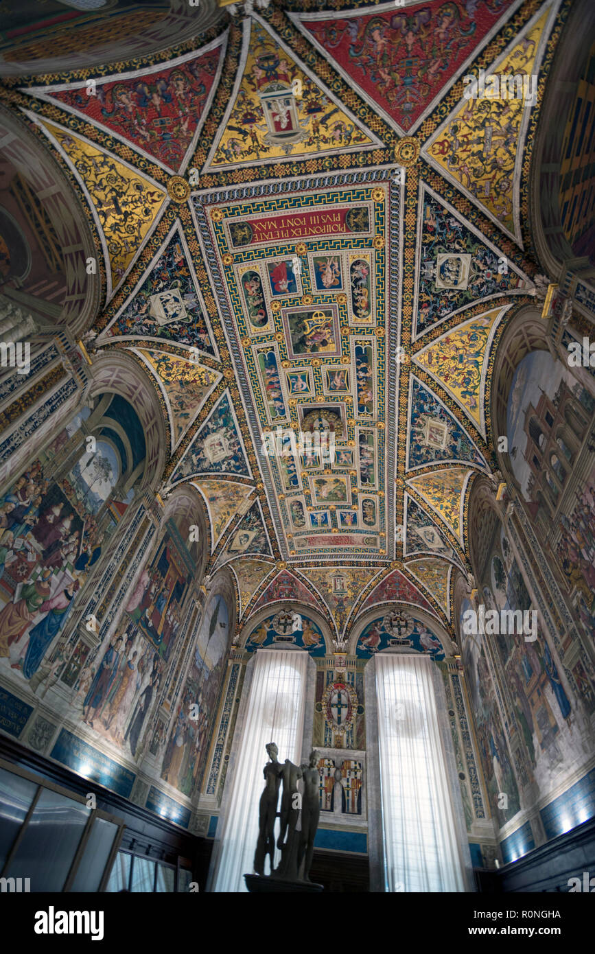 SIENA, ITALY - OCTOBER 27, 2018: Fresco paint picture if Interior of ...