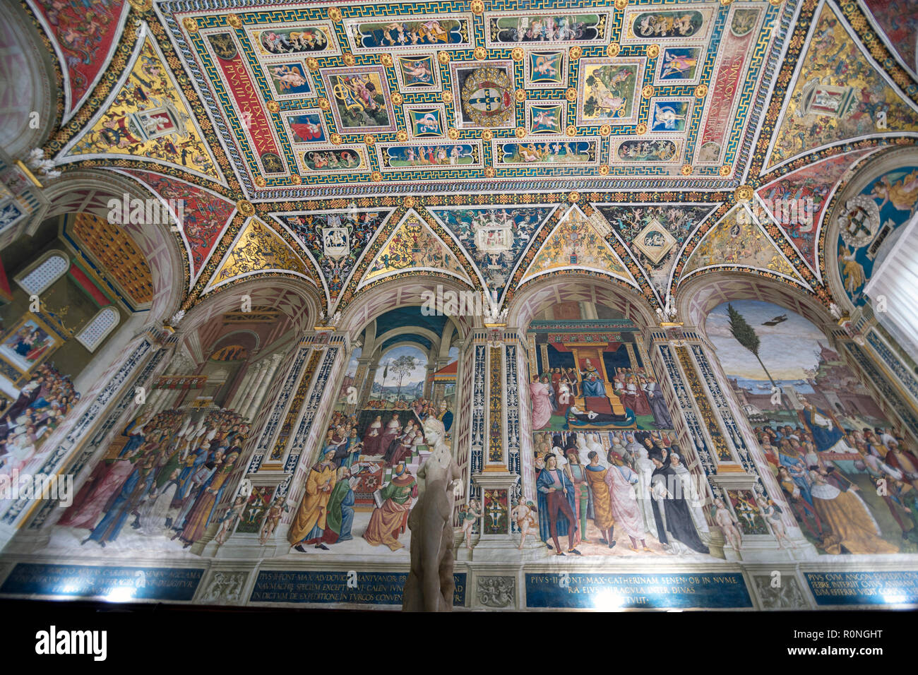 SIENA, ITALY - OCTOBER 27, 2018: Fresco paint picture if Interior of ...