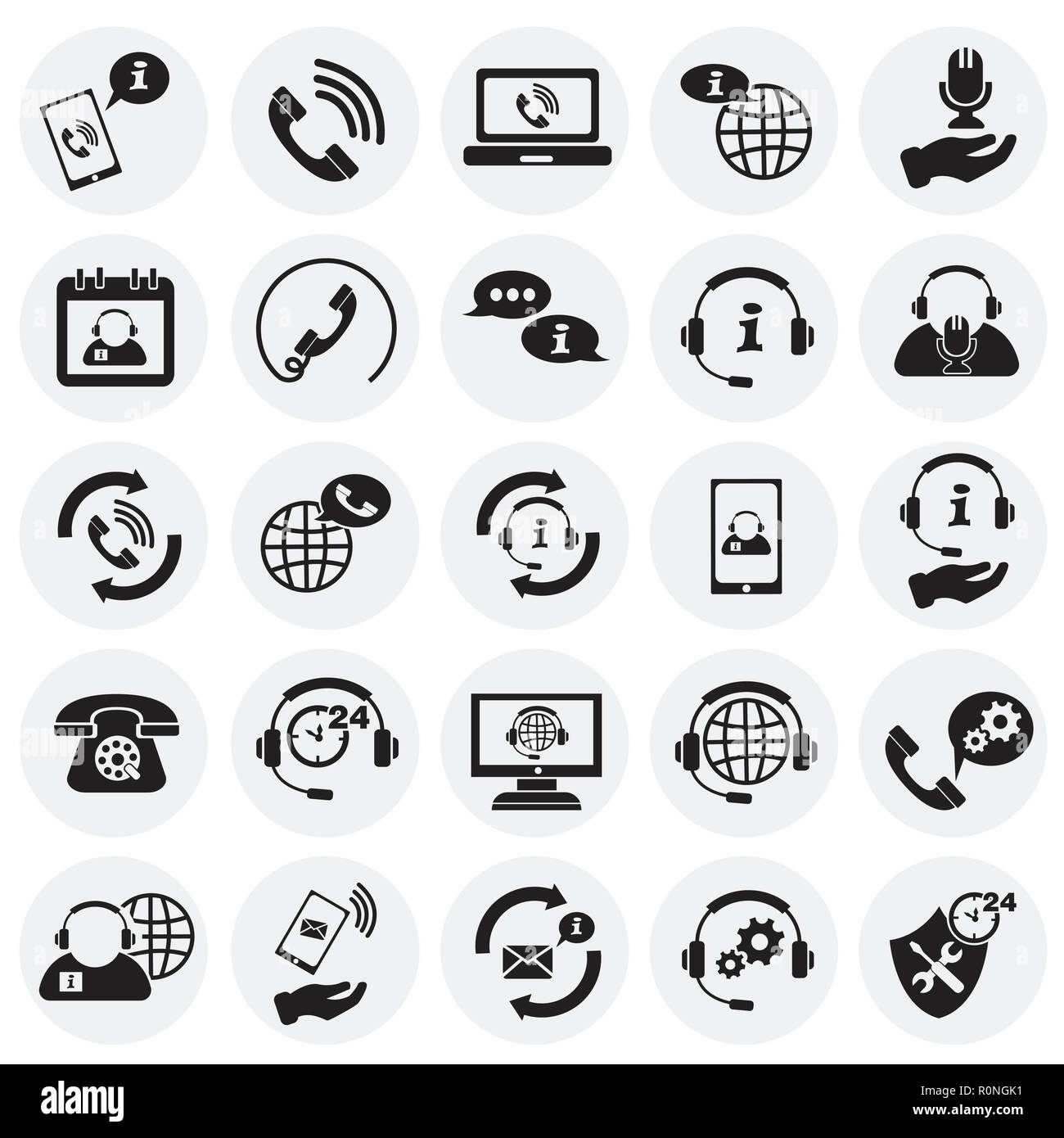 Call center help desk set on circles background Stock Vector Image ...