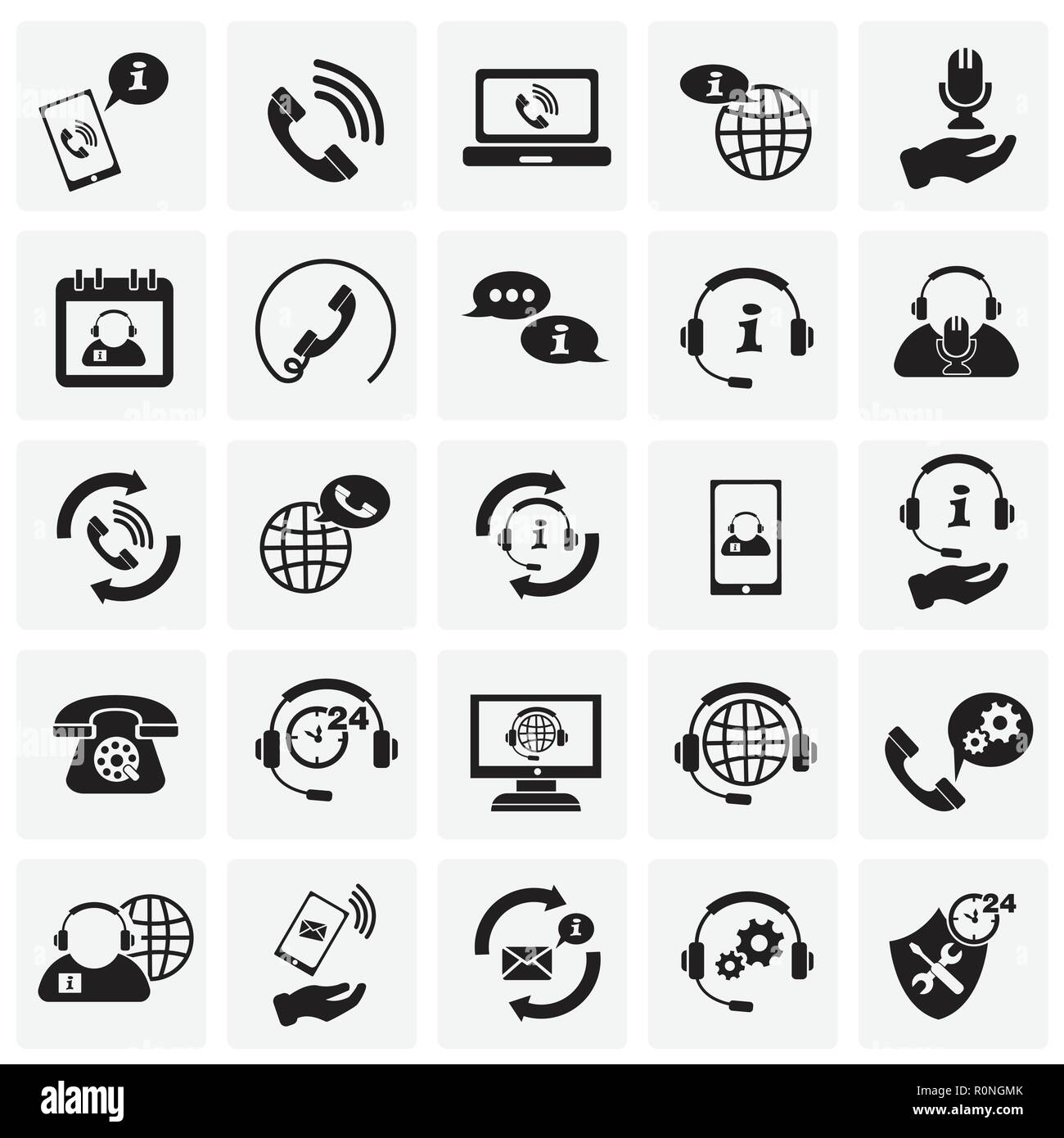 Call center help desk set on squares background Stock Vector Image ...