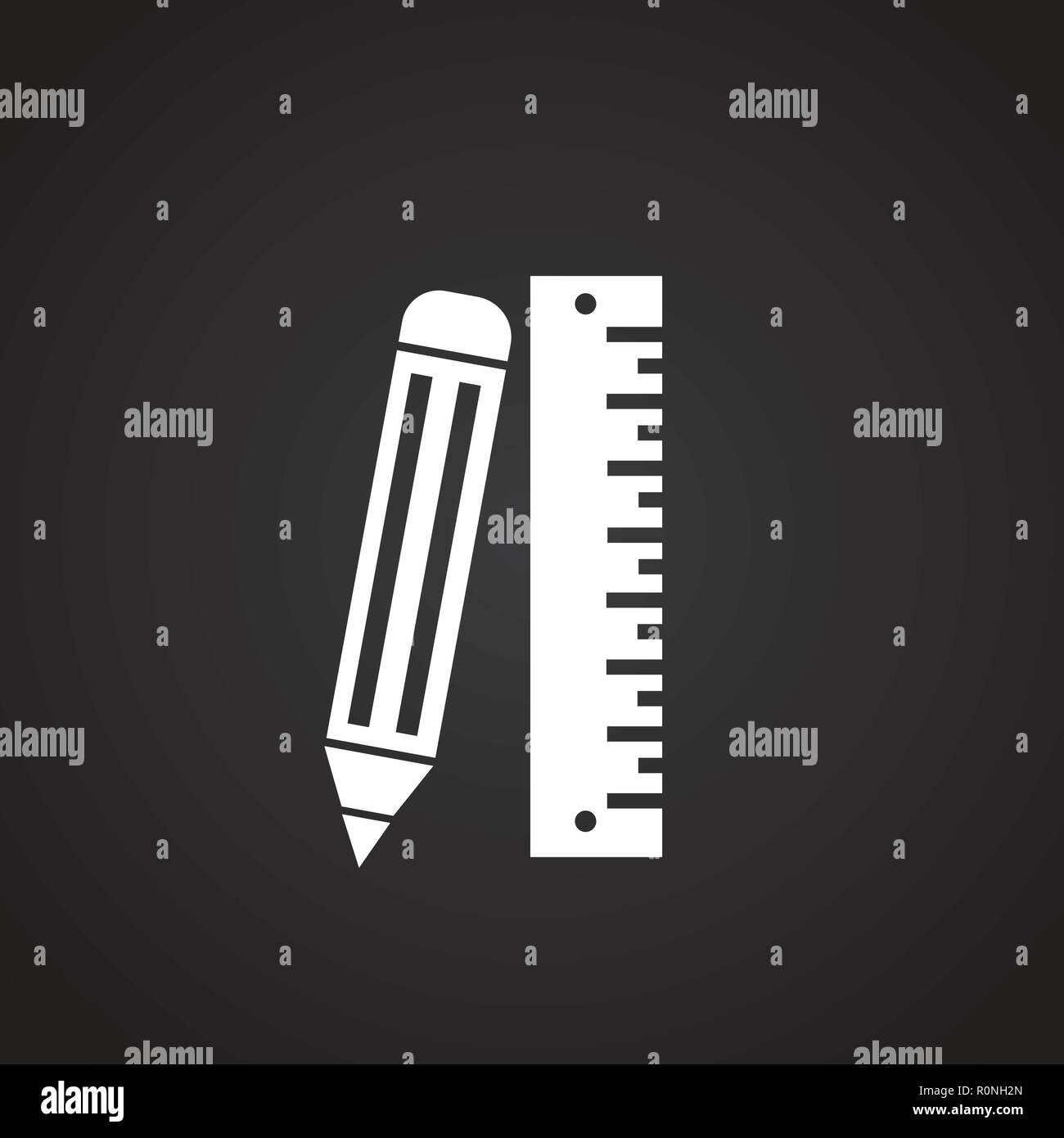 Pencil with ruler on black background Stock Vector Image & Art - Alamy