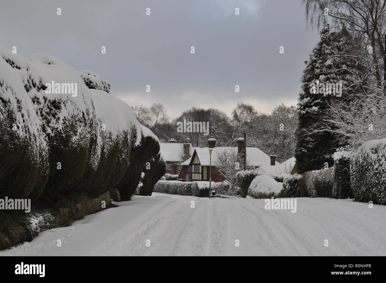 English suburban street in snow Stock Photo - Alamy