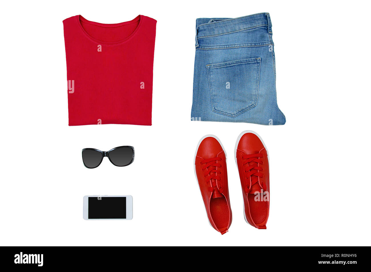 Fashionable layout of women's clothing. White isolate Stock Photo - Alamy