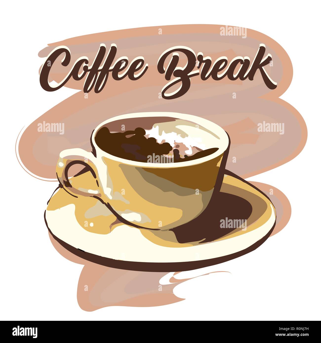 Retro Coffee Break Crafted Illustration Stock Illustration Cafe Coffee