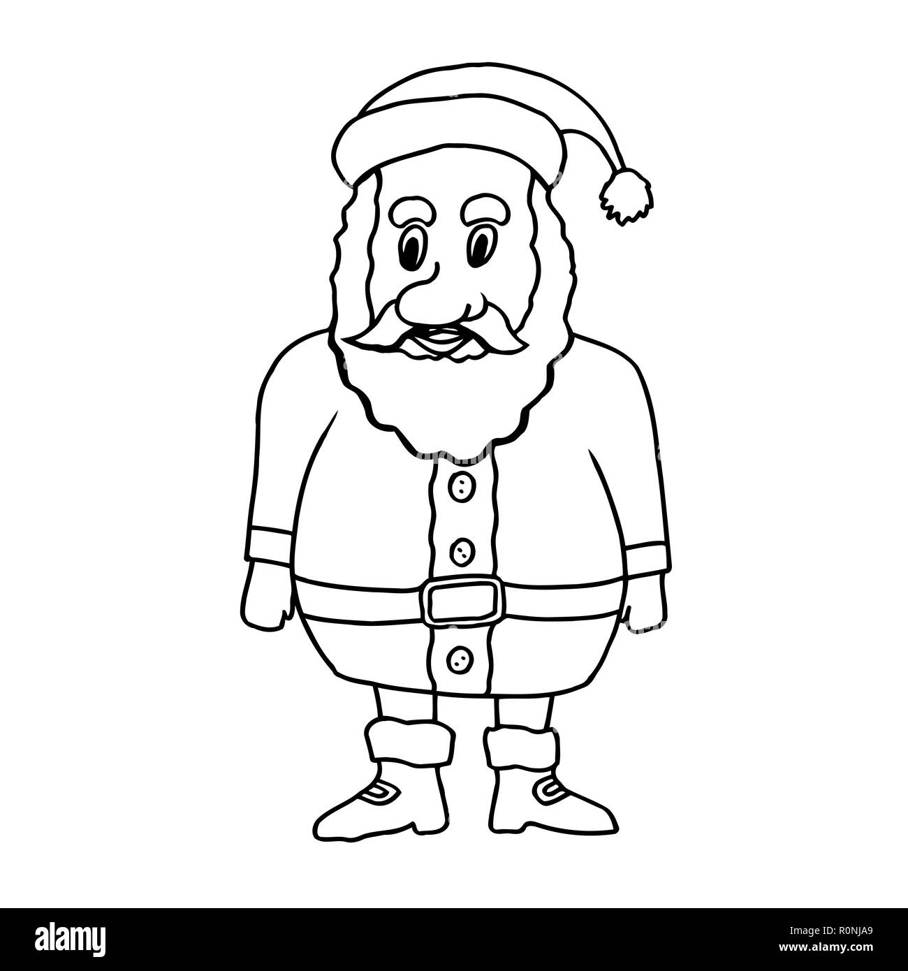 Cartoon Santa Clause for Christmas greeting Cards and invitations. Hand ...