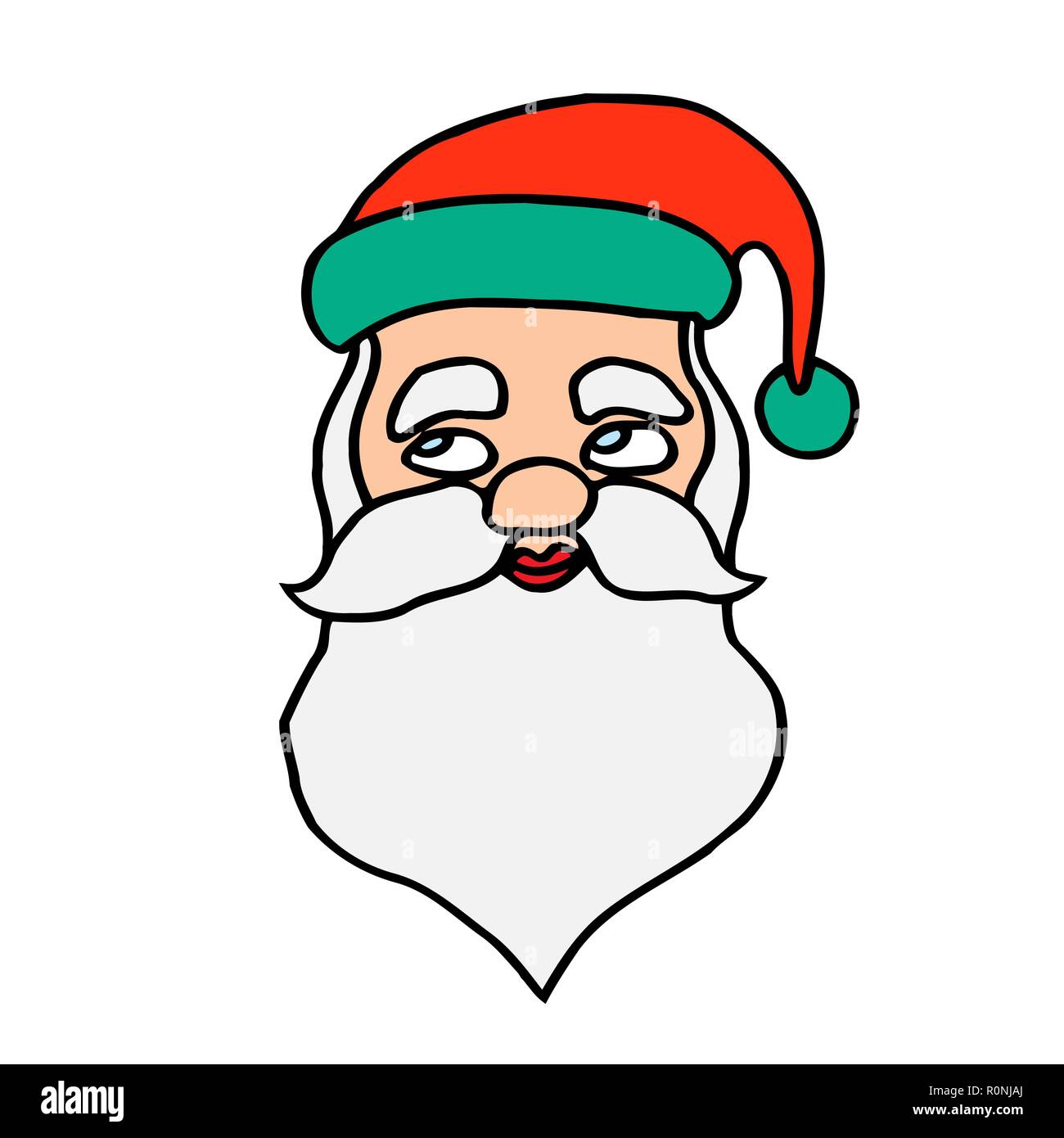 freehand drawn cartoon tired santa claus face Stock Vector Image & Art ...