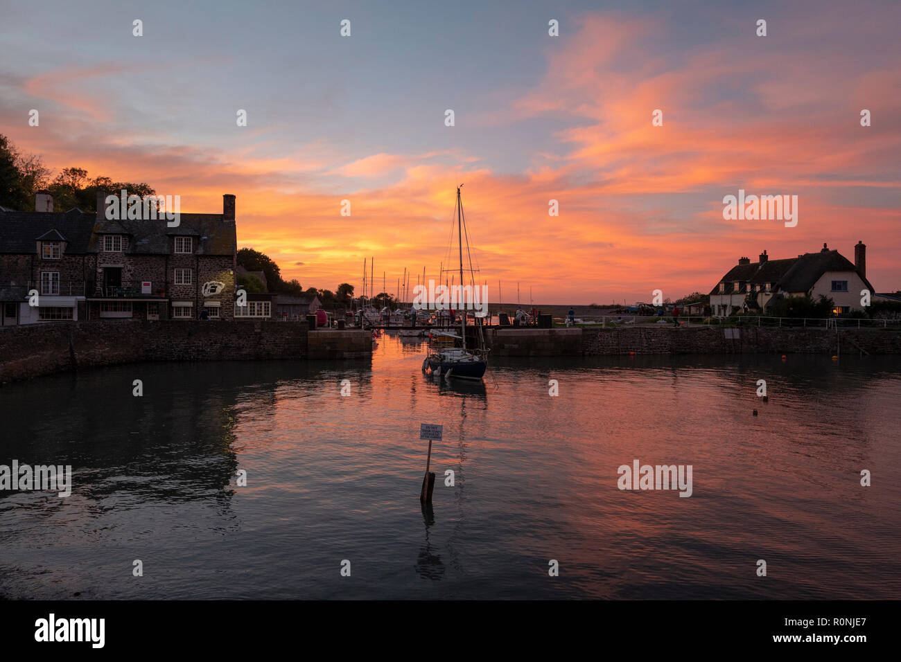 Sunset at Porlock Weir, Exmoor, Somerset Stock Photo - Alamy