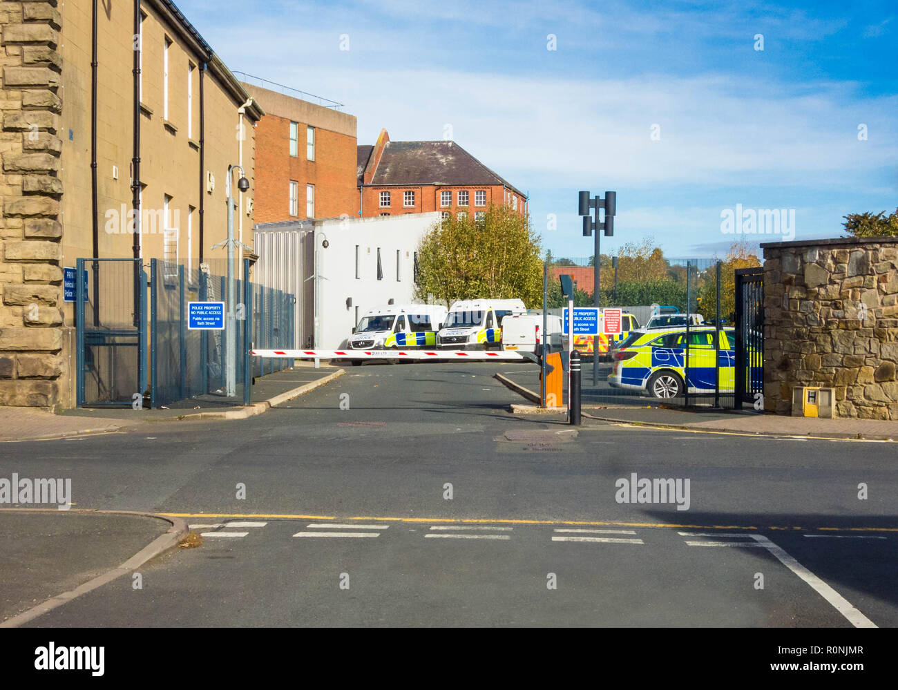 Police vehicle compound Hereford UK Stock Photo - Alamy