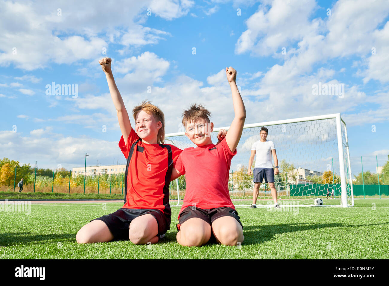 Happy Football Players Stock Photo - Alamy