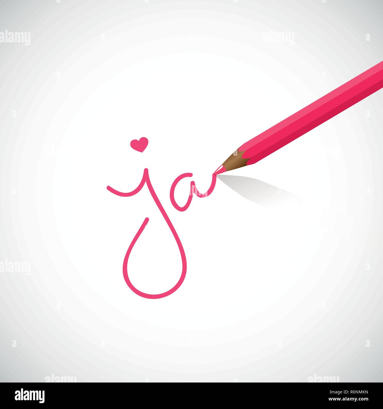 ja typograsphy translation yes hand letter script wedding sign vector ...