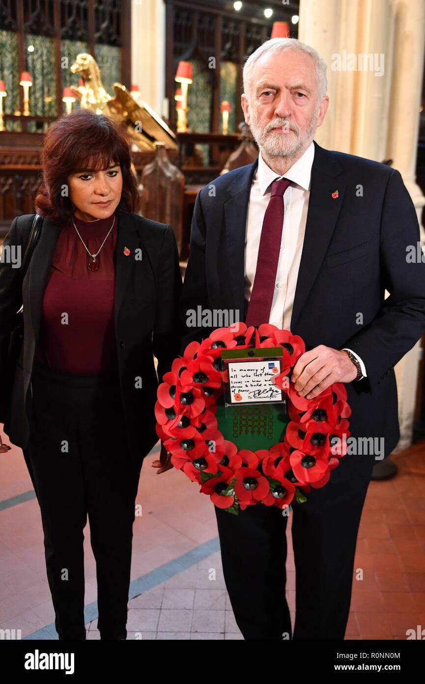 Labour leader Jeremy Corbyn and his wife Laura Alvarez join members of ...