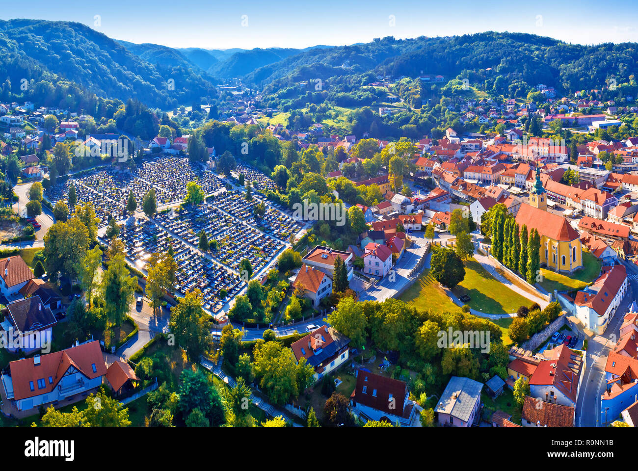 Aerial view medieval town hills hi-res stock photography and images - Alamy