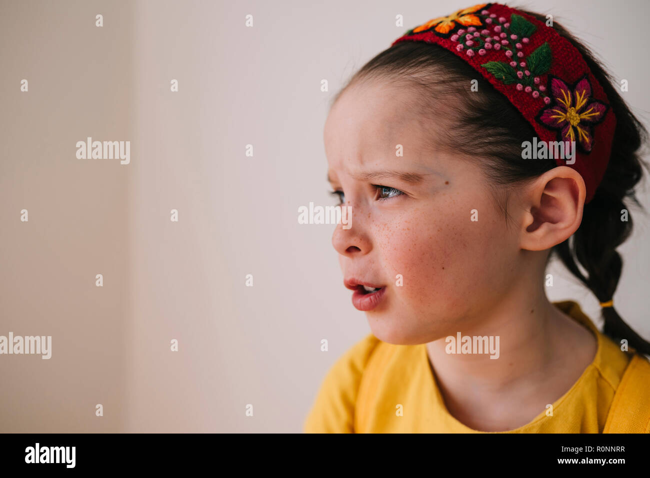 Portrait of an anxious girl Stock Photo - Alamy
