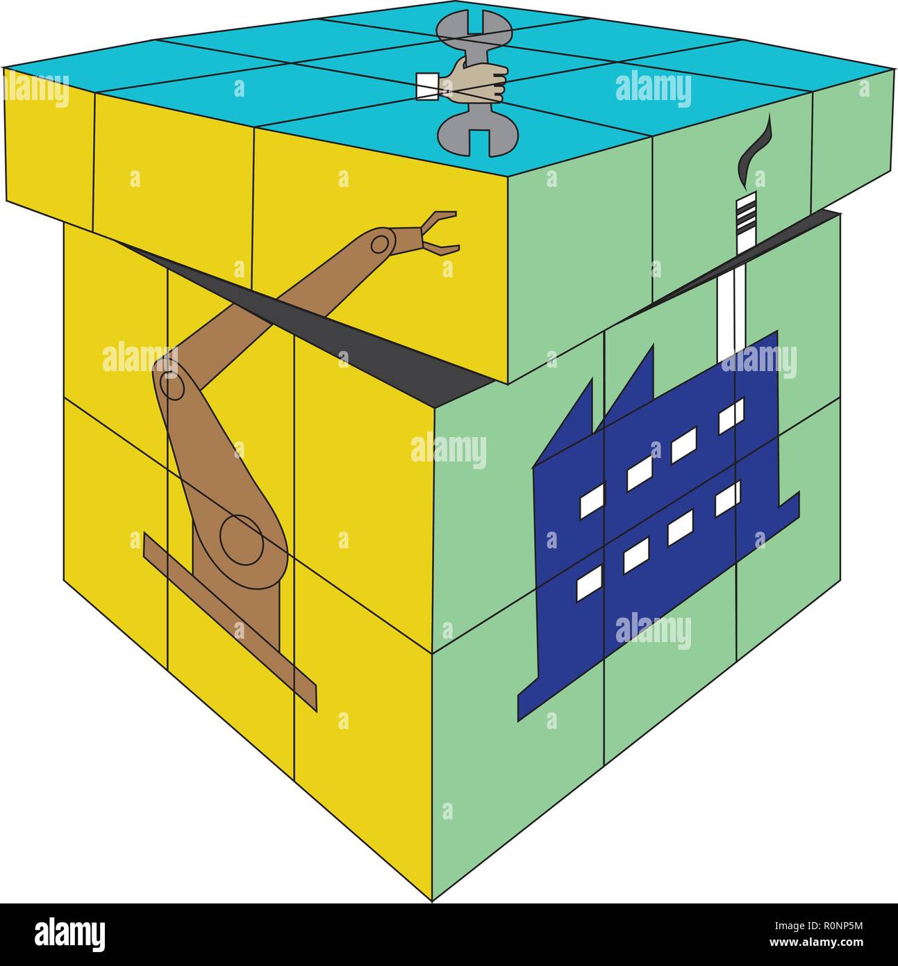 Vector of cube Rubik 4X4 square industrial concept isolated on white ...