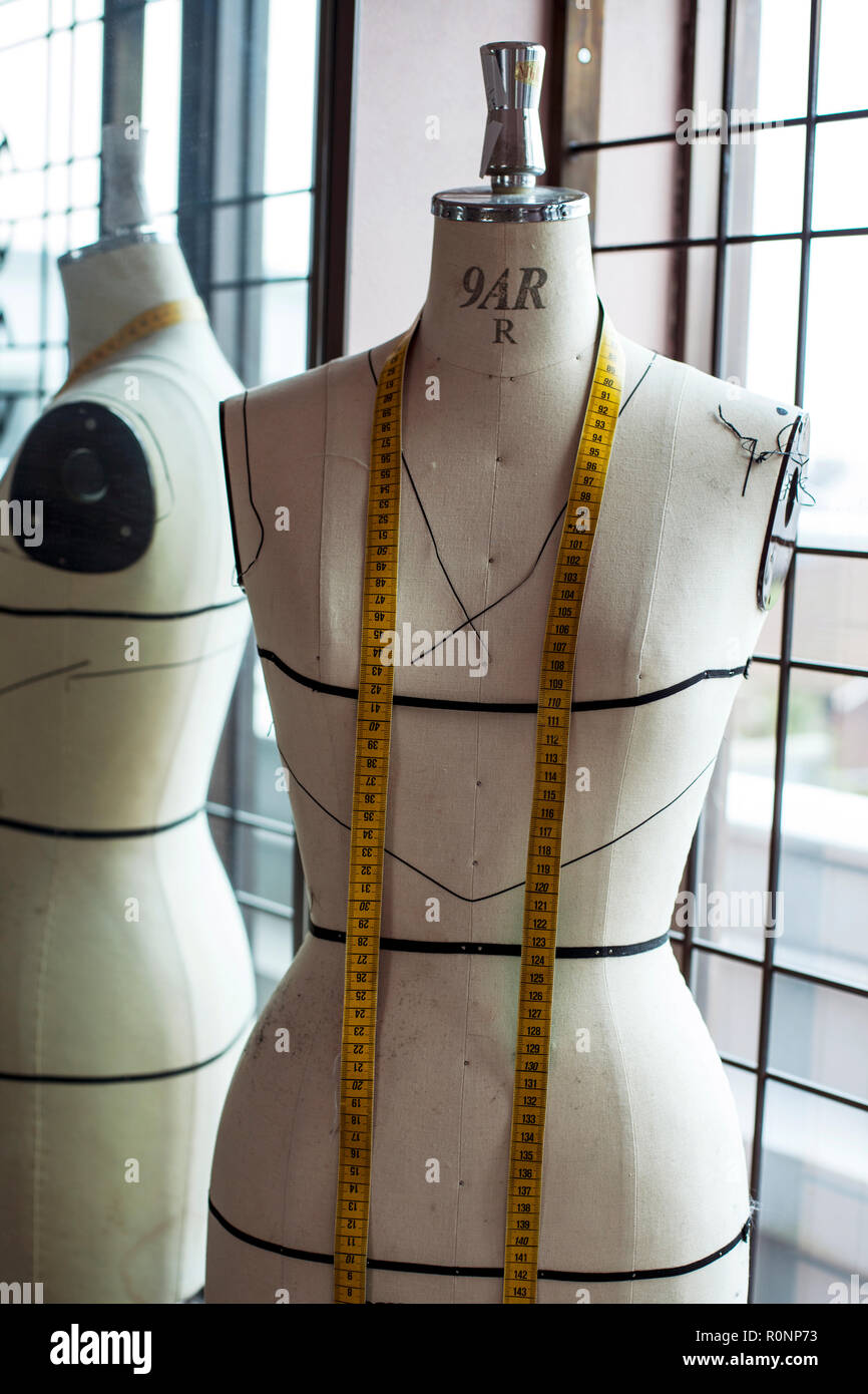 Close up of dressmaker's model in a fashion design studio Stock Photo ...