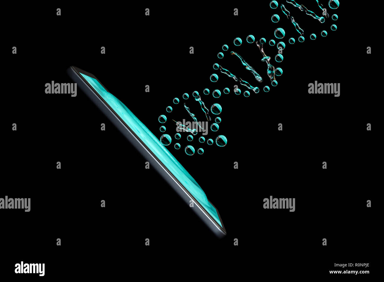 Conceptual creative 3D volumetric photo of water droplets with splashes ...