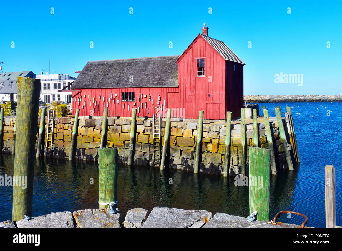 Motif No 1, the red fishing shack in Rockport, Massachusetts, USA, is ...