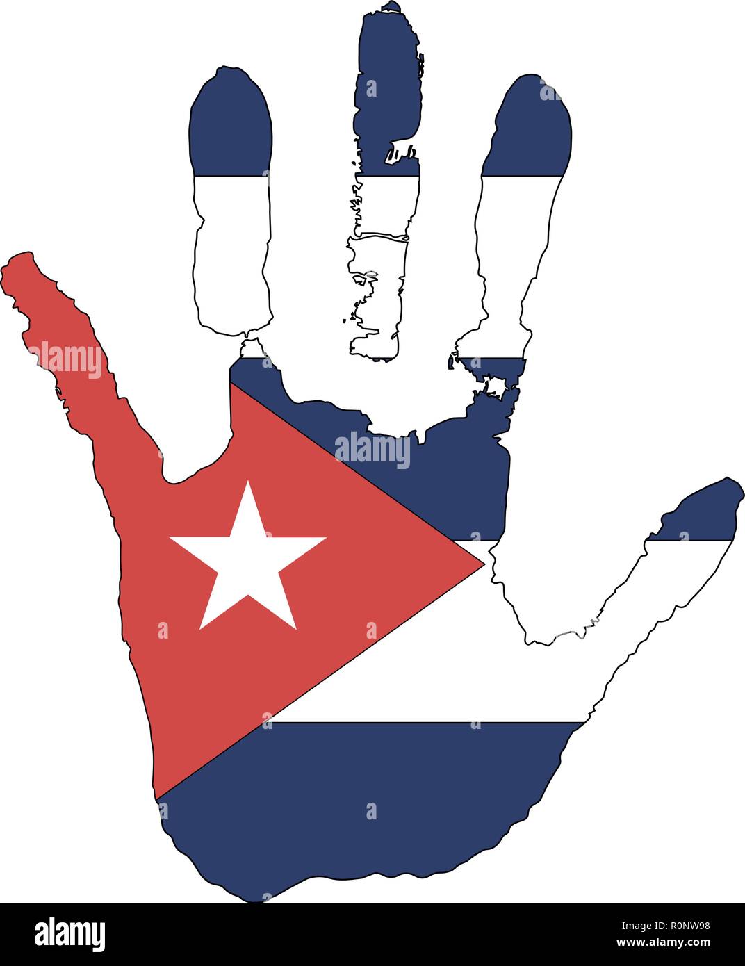 blue, white, red color of the flag. vector handprint in the form of the ...