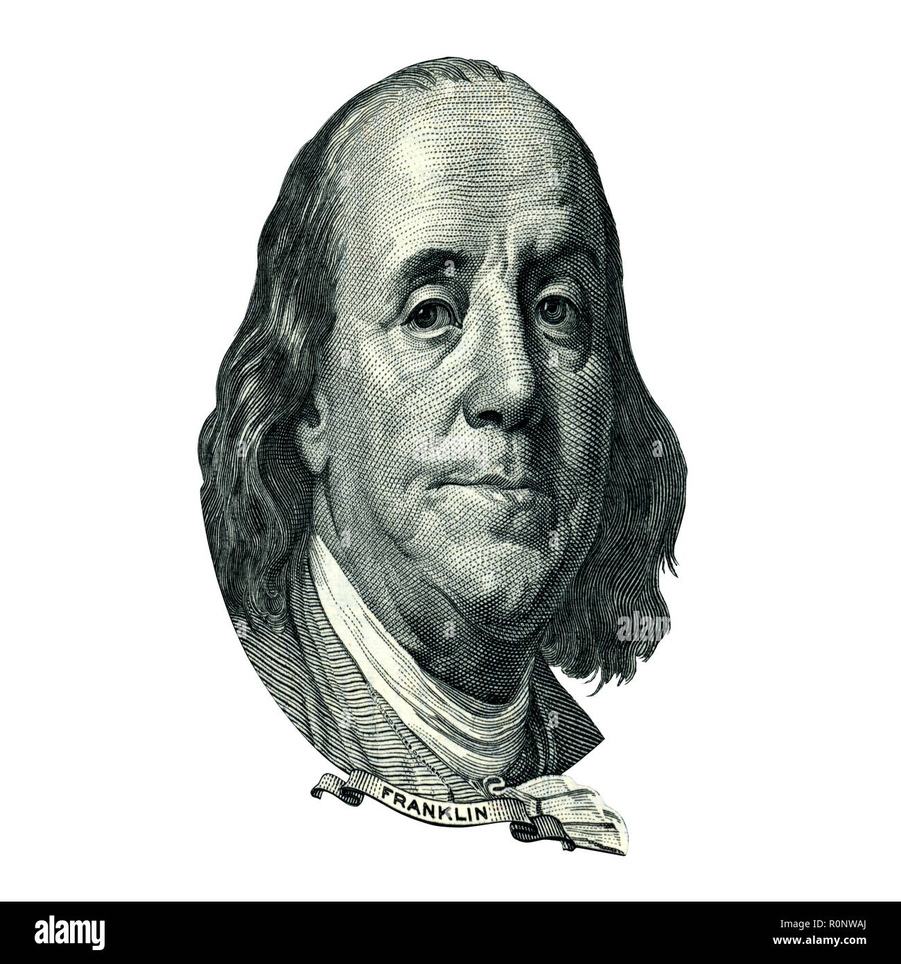 Portrait of U.S. statesman, inventor, and diplomat Benjamin Franklin as ...
