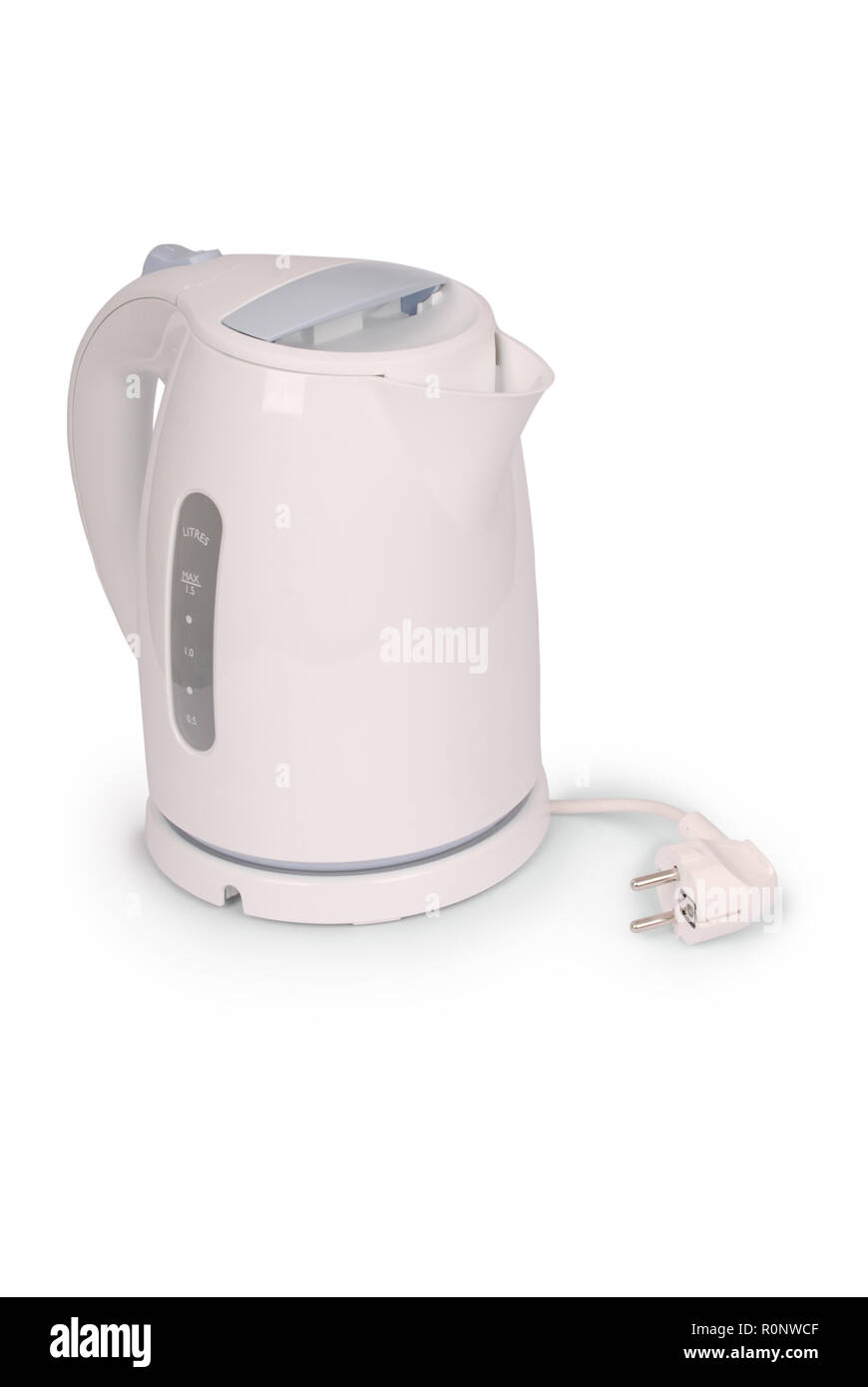 White electric kettle isolated on white background Stock Photo - Alamy