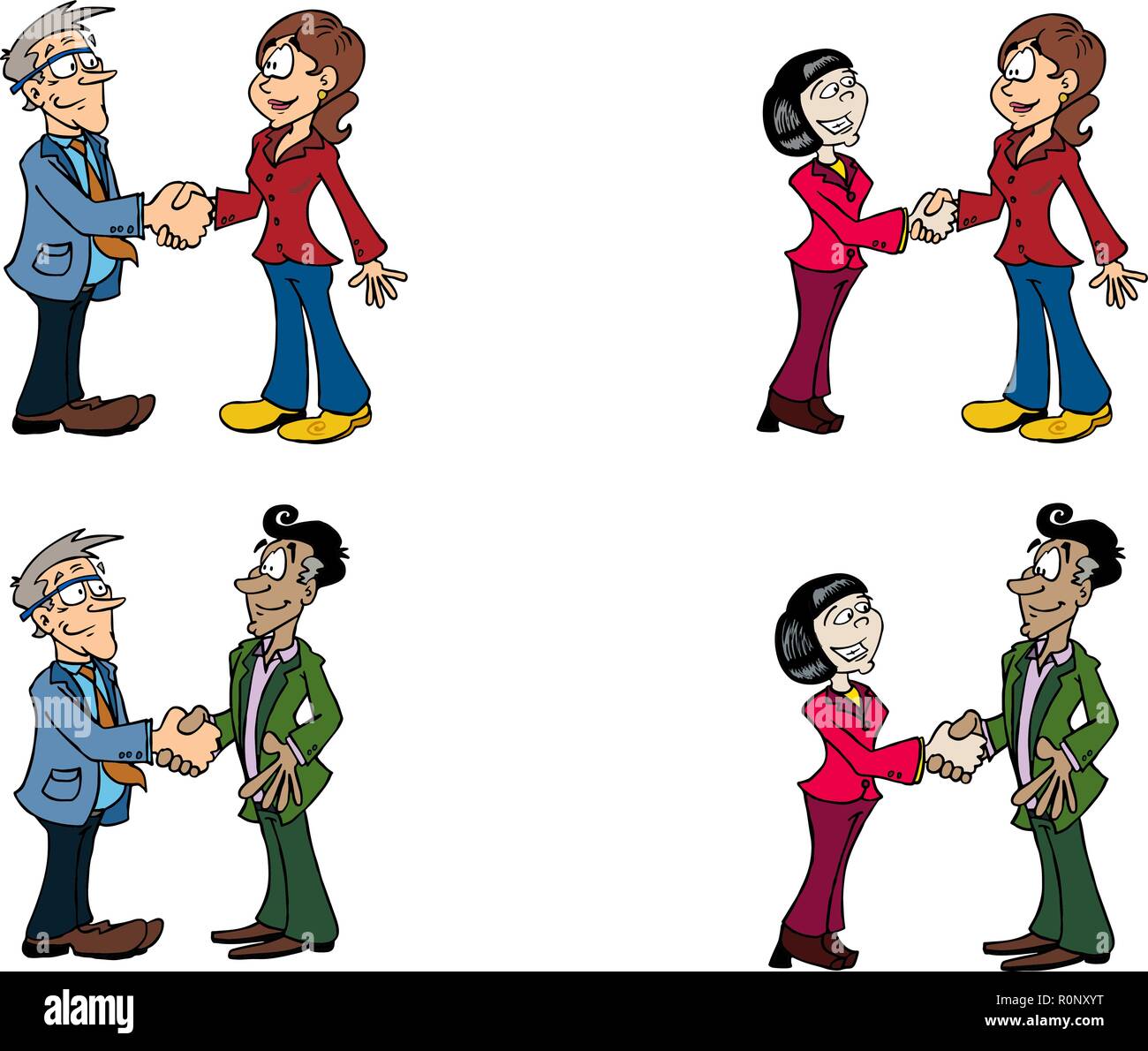 Series of cartoon characters shaking hands handshake Stock Vector Image & Art - Alamy