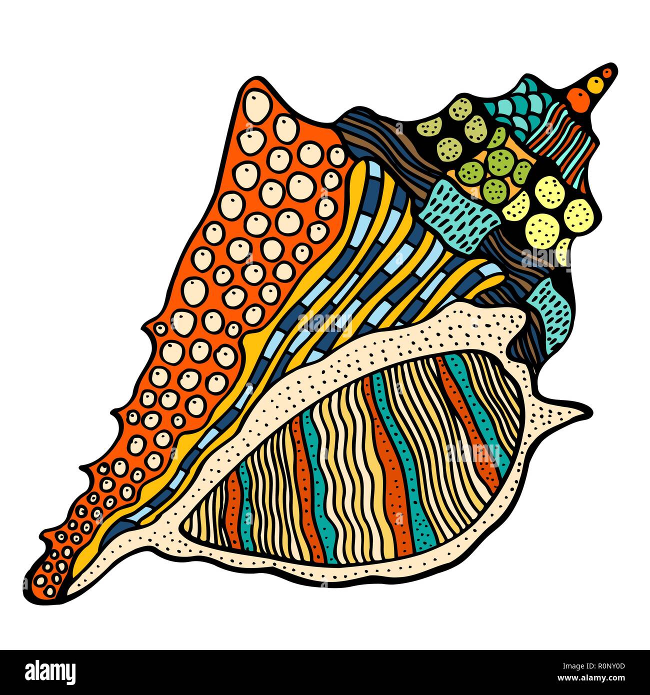 Seashell Vector illustration. Zentangle. Hand drawn artwork Stock ...