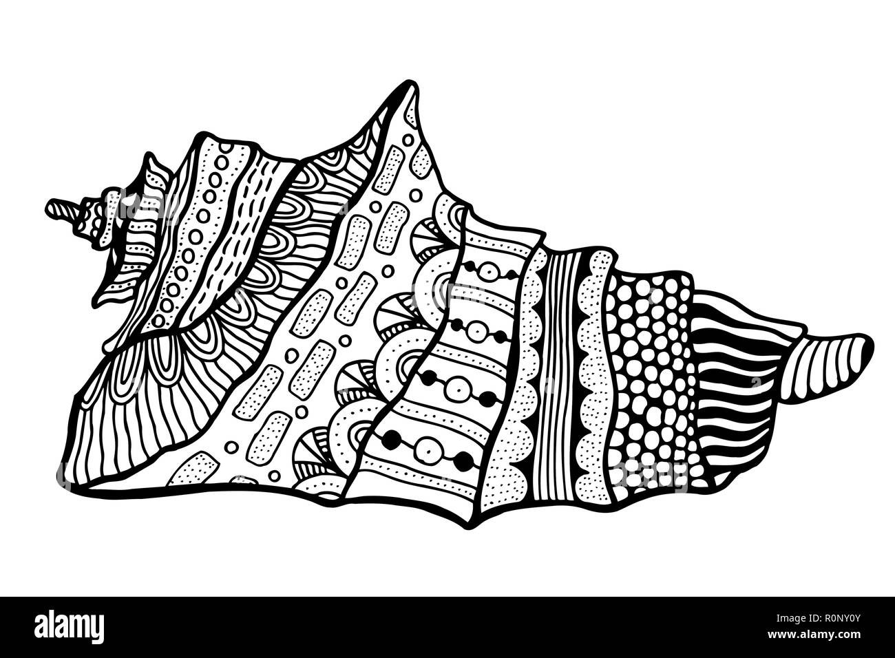 Zentangle stylized shell. Hand Drawn aquatic doodle vector illustration ...