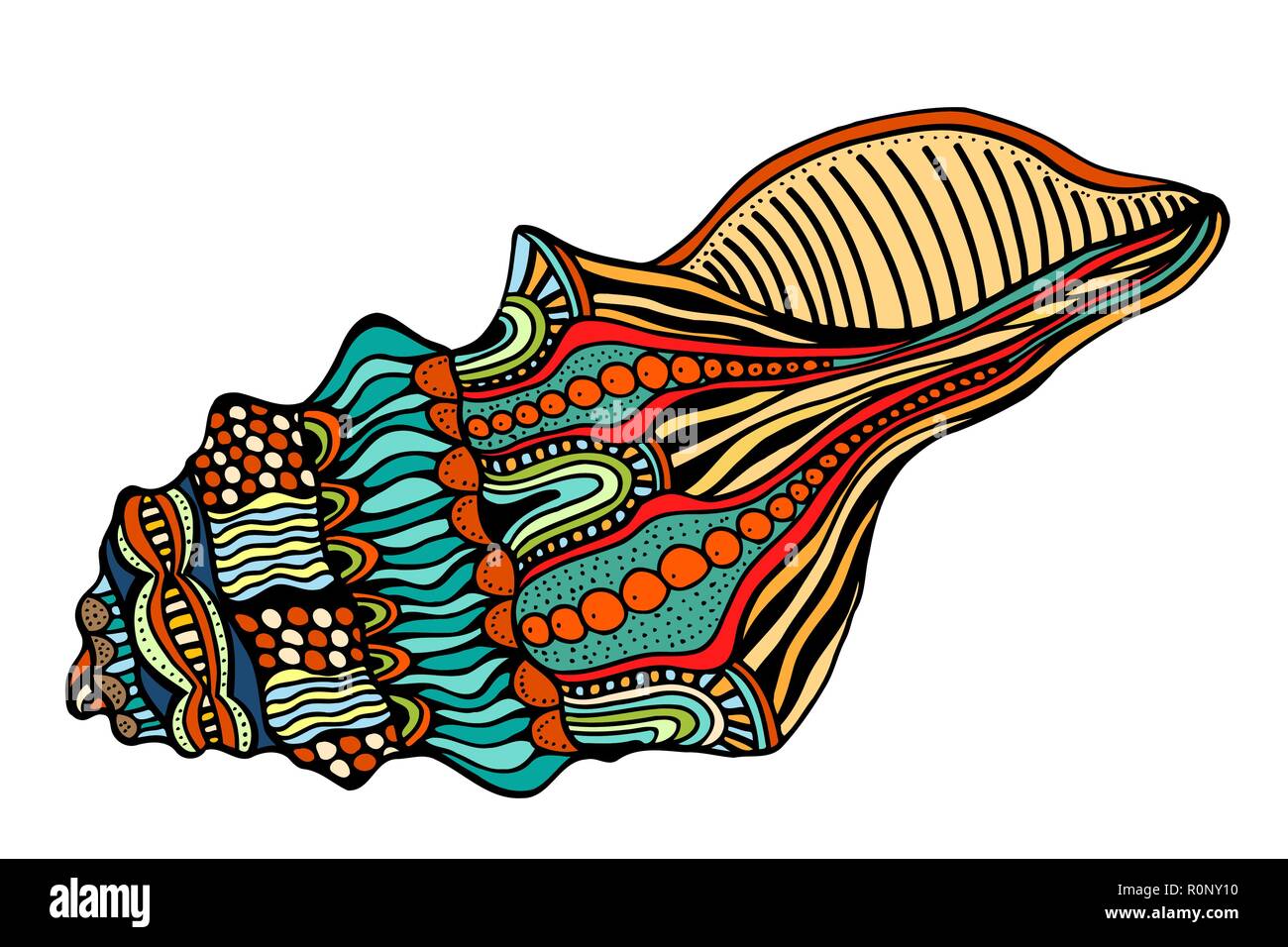 Seashell Vector illustration. Zentangle. Hand drawn artwork Stock ...