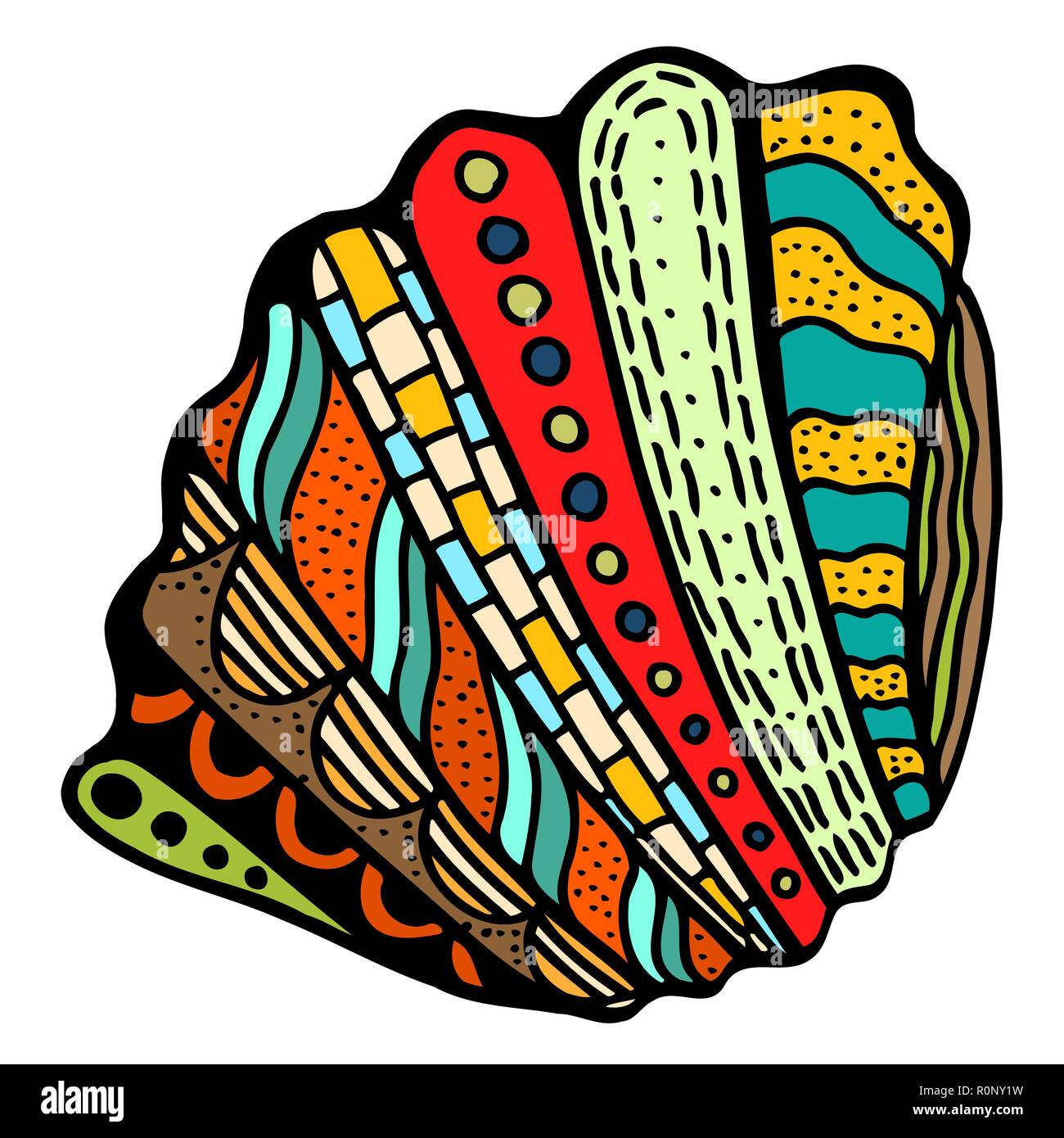 Seashell Vector illustration. Zentangle. Hand drawn artwork Stock ...