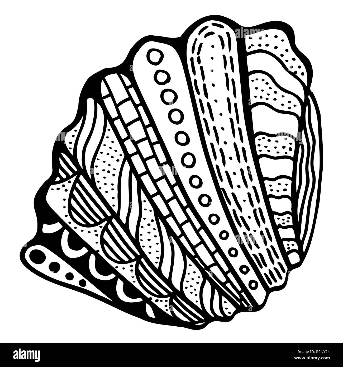 Zentangle stylized shell. Hand Drawn aquatic doodle vector illustration ...