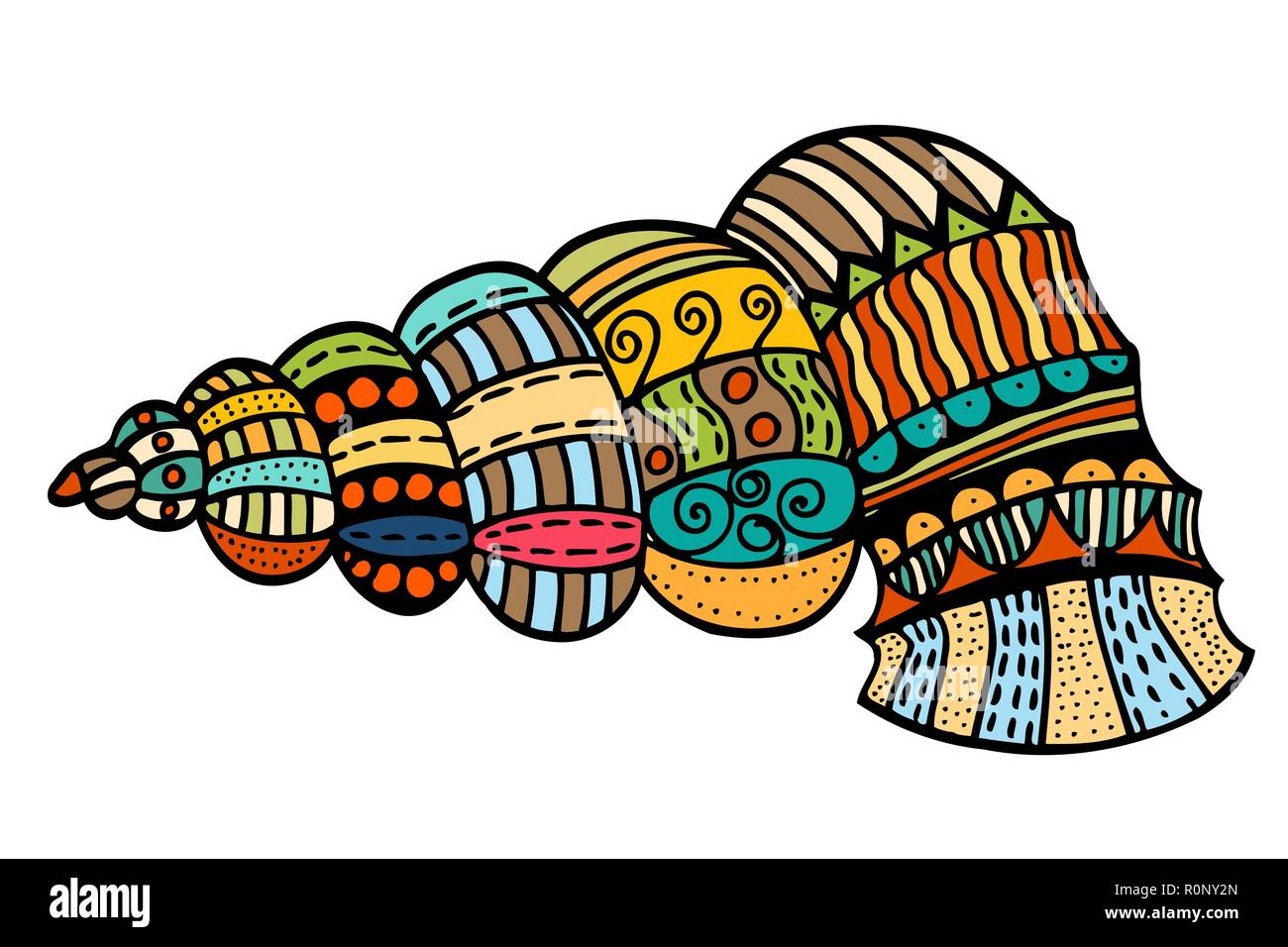 Seashell Vector illustration. Zentangle. Hand drawn artwork Stock ...