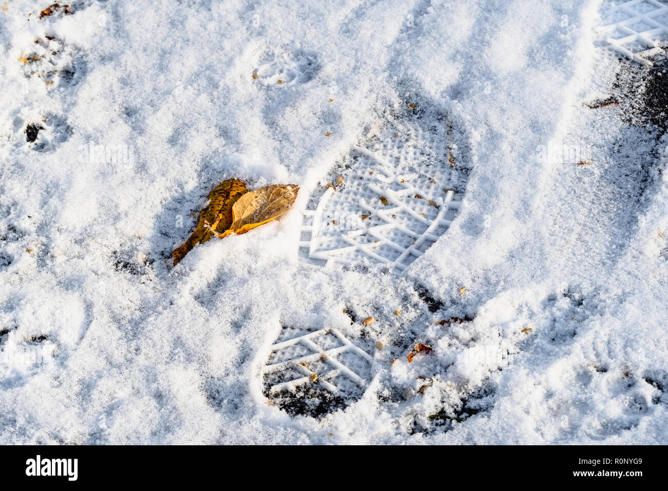 Boot leaves footprint in snow hi-res stock photography and images - Alamy