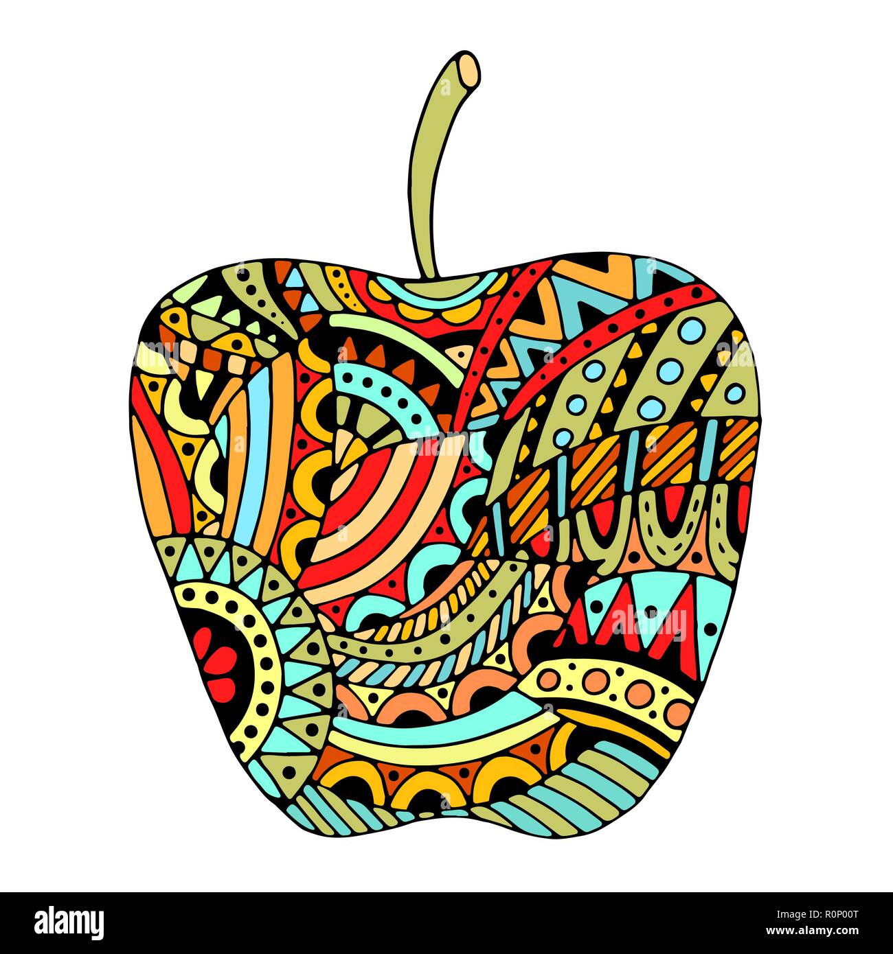 Decorative colored apple with stylized pattern. beautiful Patterns ...