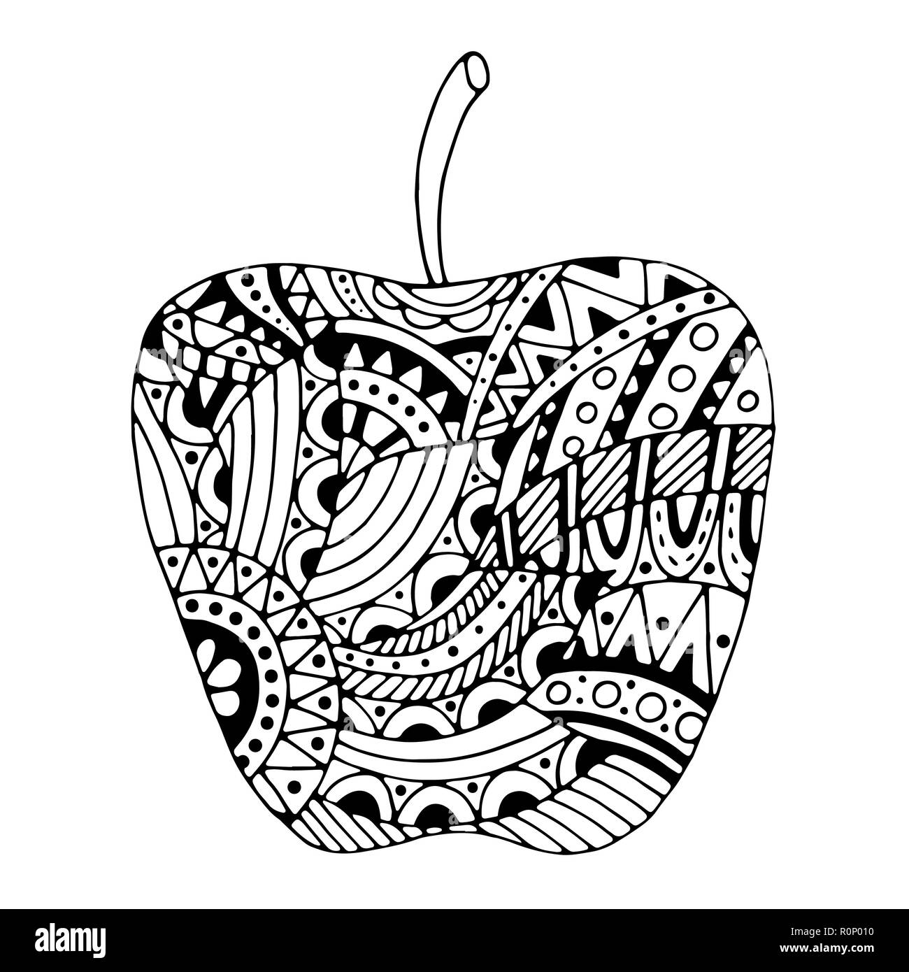 beautiful Patterns stylized apple, vector illustration, artistically ...