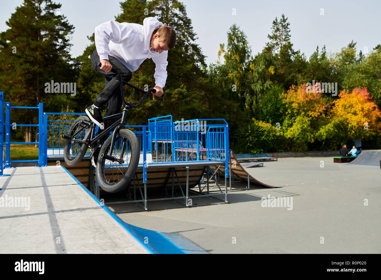 BMX Stunt on Ramps Stock Photo - Alamy