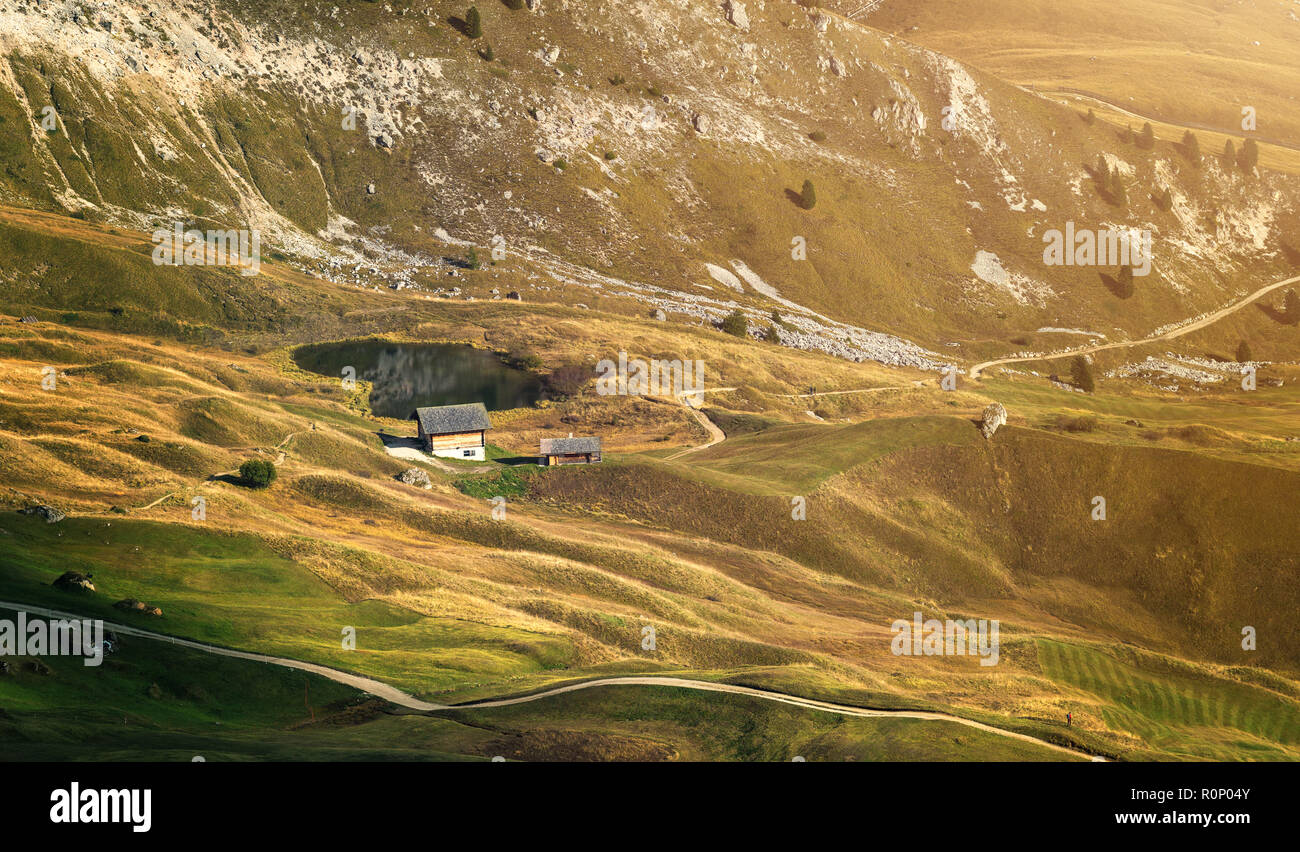 Beauiful valley view from seceda, Dolomites, Italy, Europe Stock Photo ...