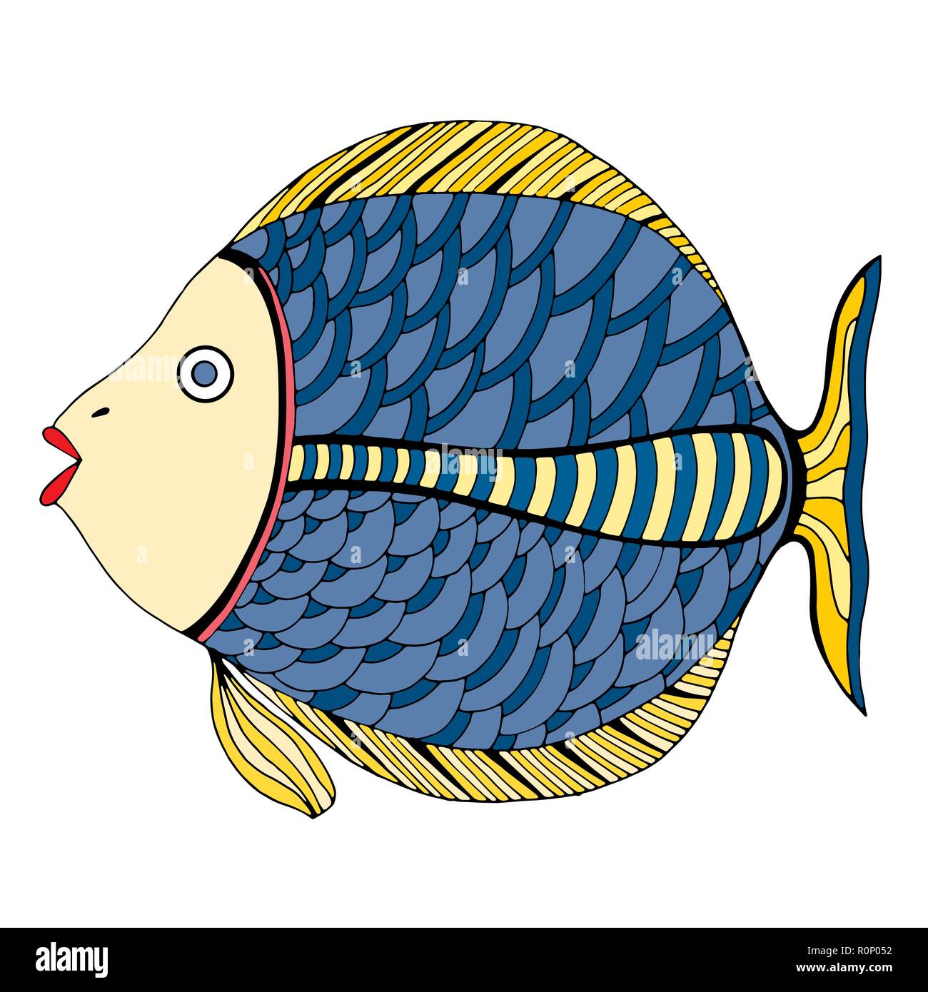 beautiful Patterns stylized Fish. Hand Drawn doodle vector illustration ...