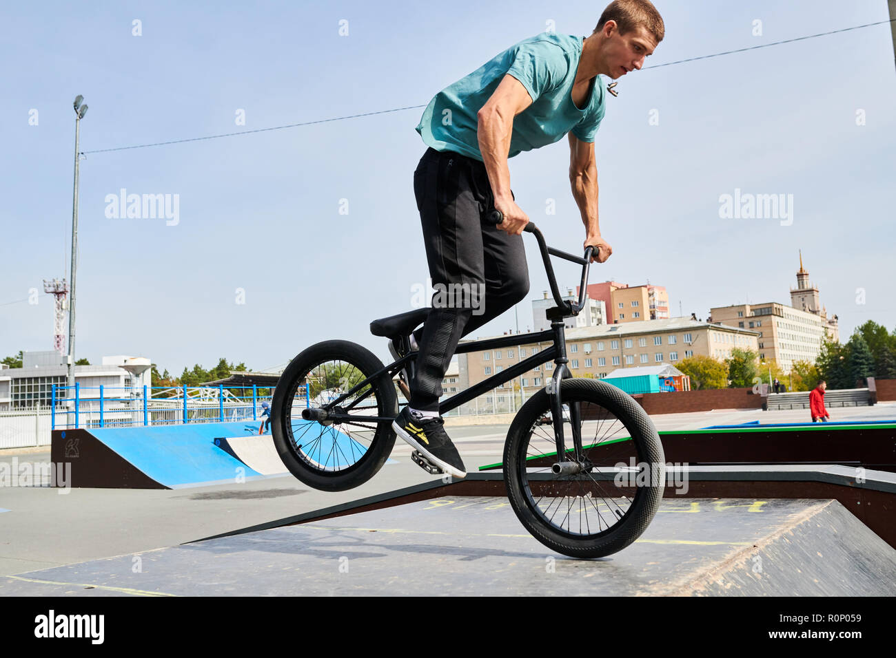 Man Riding BMX on Ramp Stock Photo - Alamy