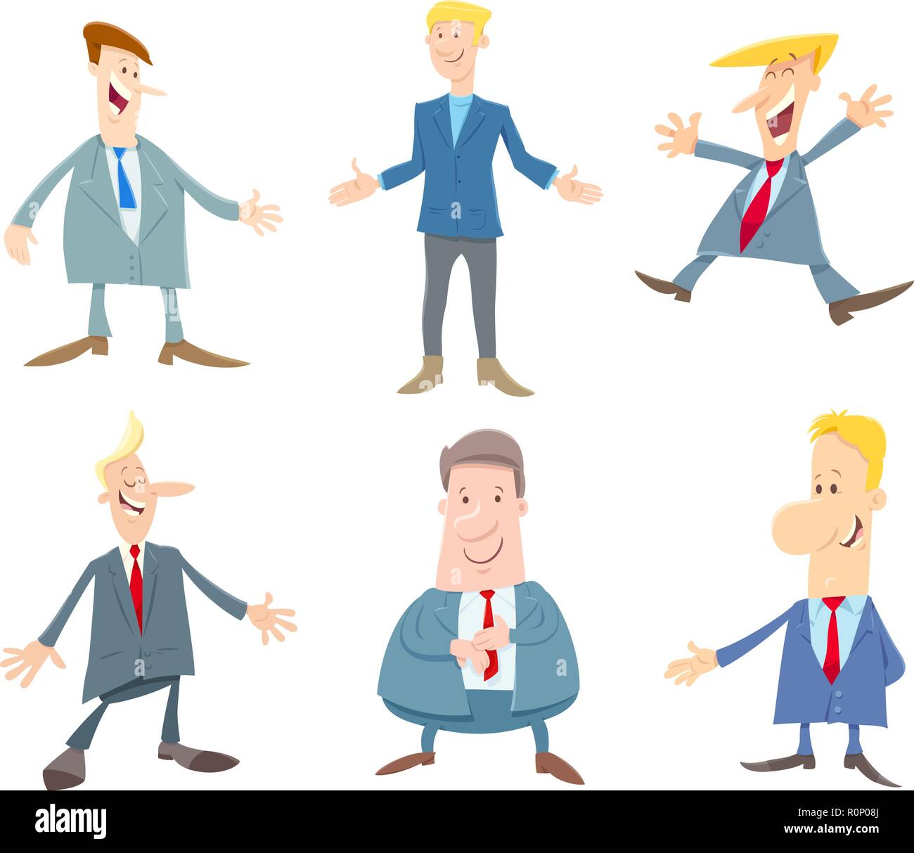 Cartoon Illustration of Businessmen or Manager Characters in Suits Set ...