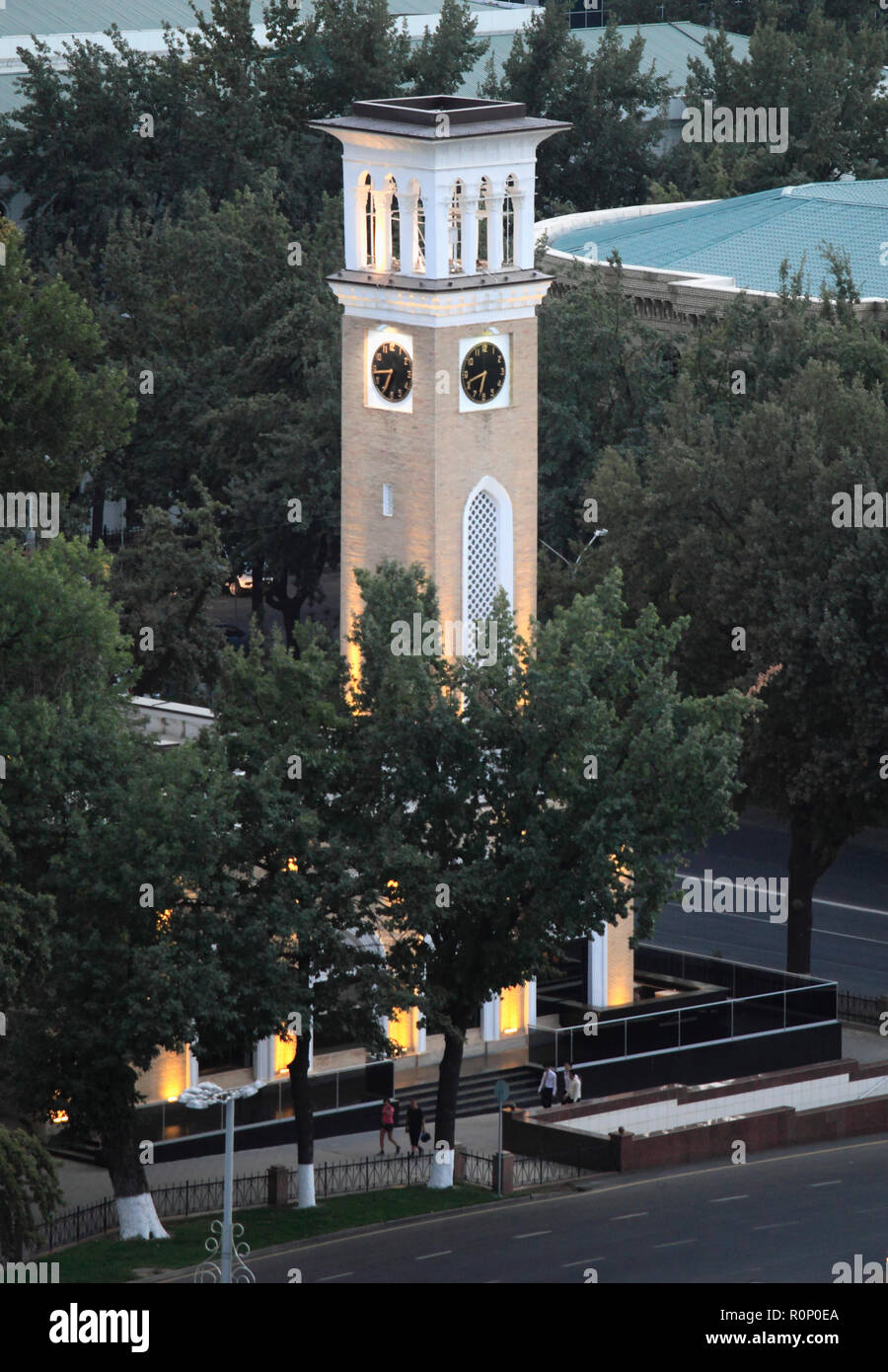 Uzbekistan; Tashkent, Amir Timur Square, Tashkent Chimes, bell tower ...