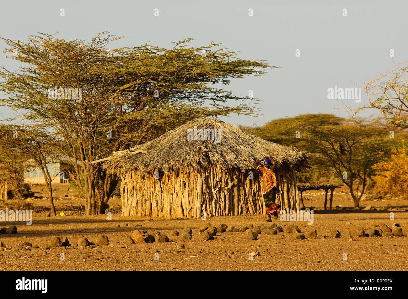 Primitive huts at Kalacha village, where the Gabbra people live, Chalbi ...