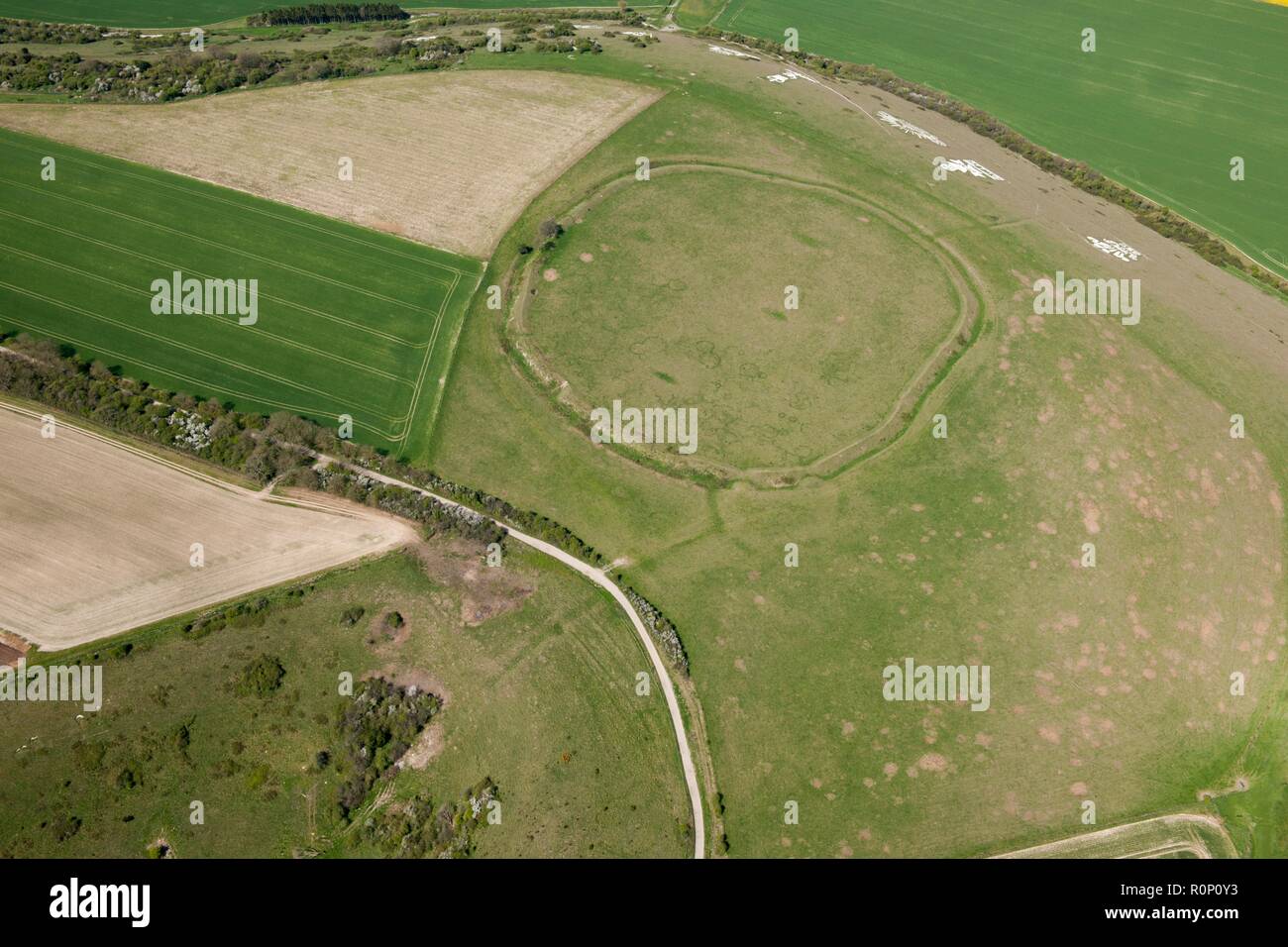 Chisenbury Camp univallate Iron Age hillfort, Wiltshire, 2015. Creator ...