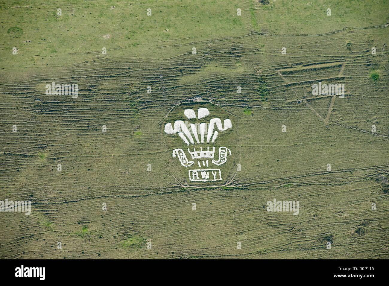 Chalk military badges, Fovant Down, Wiltshire, 2015. Creator: Historic ...