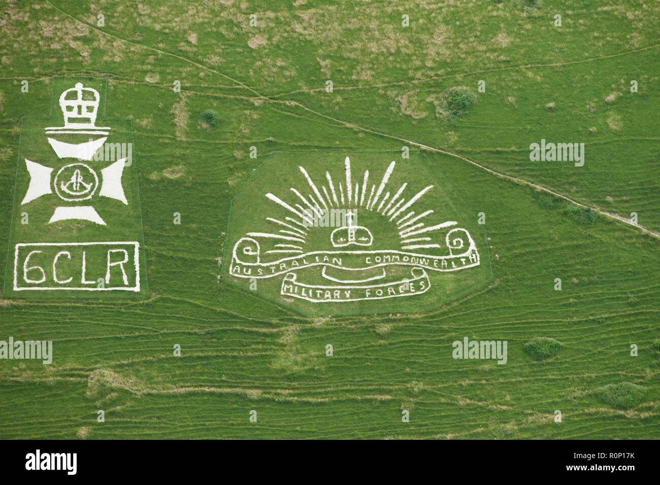 Chalk military badges, Fovant Down, Wiltshire, 2016. Creator: Historic ...