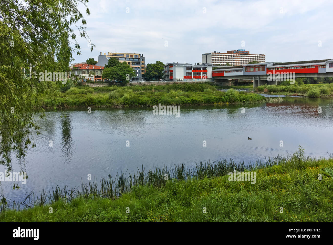 PLOVDIV, BULGARIA - MAY 7, 2018: Maritsa River, passing through the ...